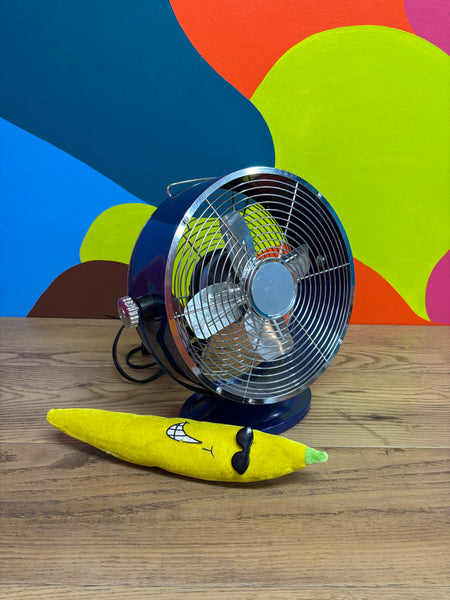 Intertek Blue Electric Table Fan – findedmonton